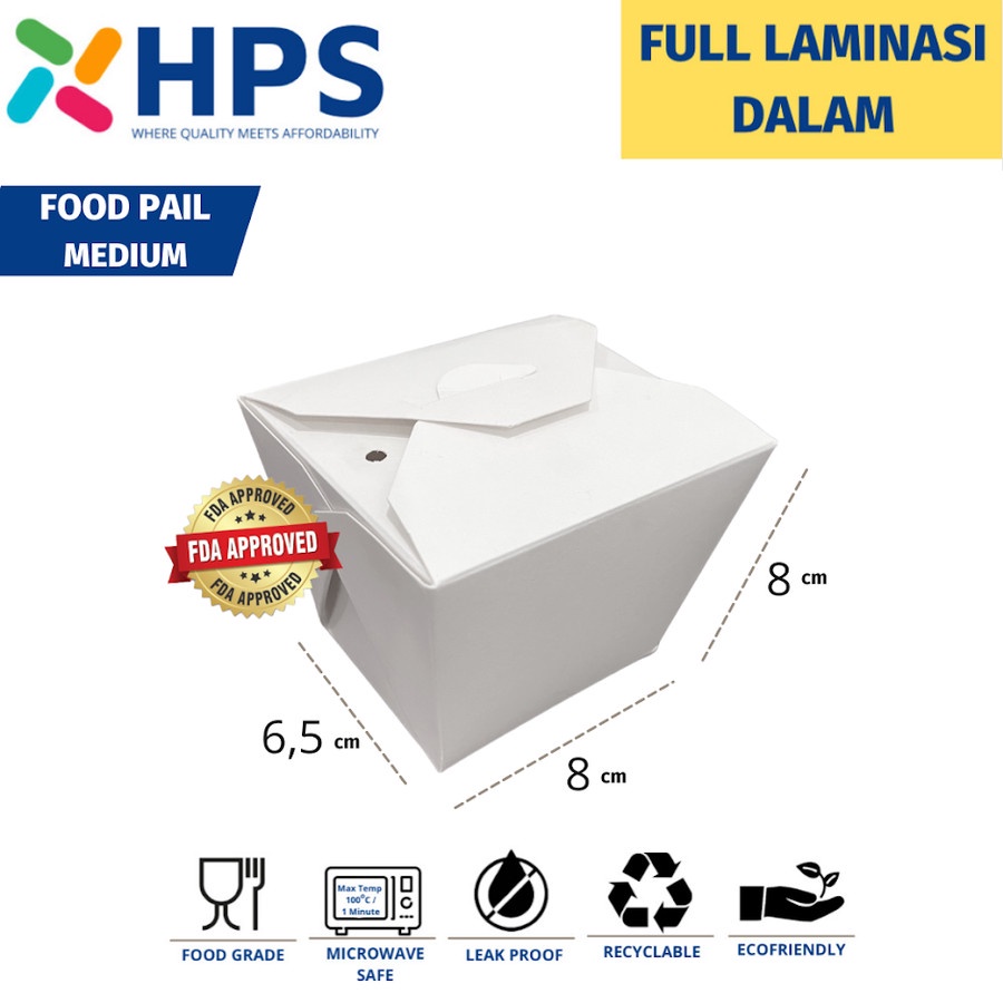 PUTIH Food Pail FORMING Box White Brown Paper Rice Box Plain Noodle ...