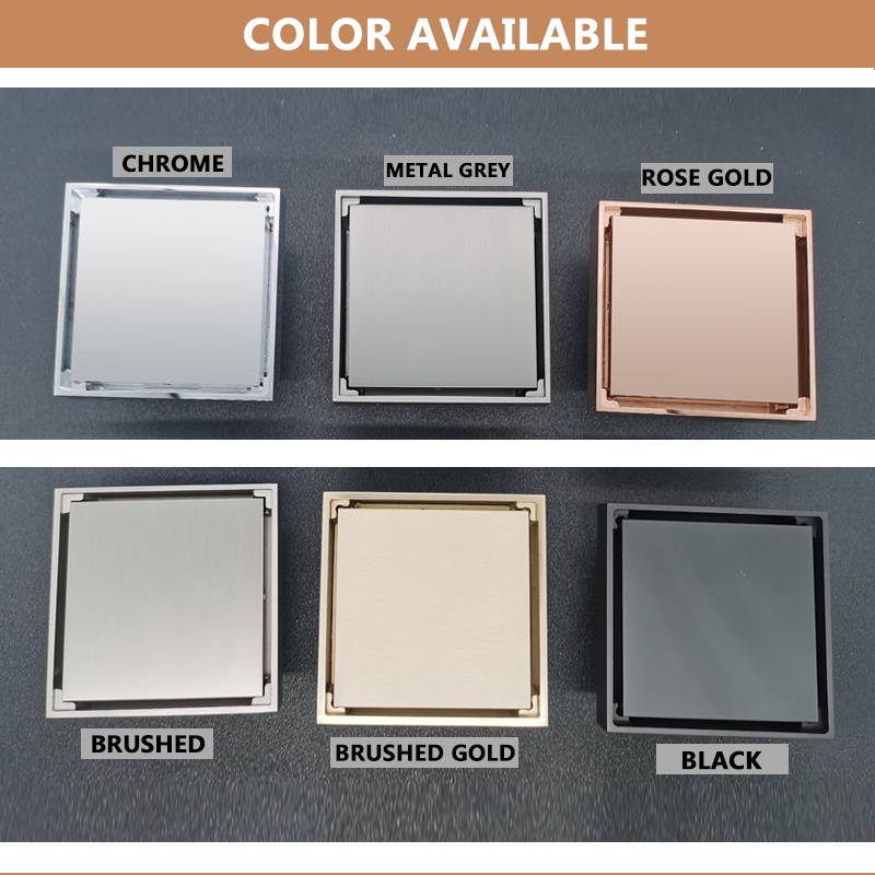 Shine Chrome Matt Black Shine/Brushed Gold Metal Grey Water Floor Drain ...