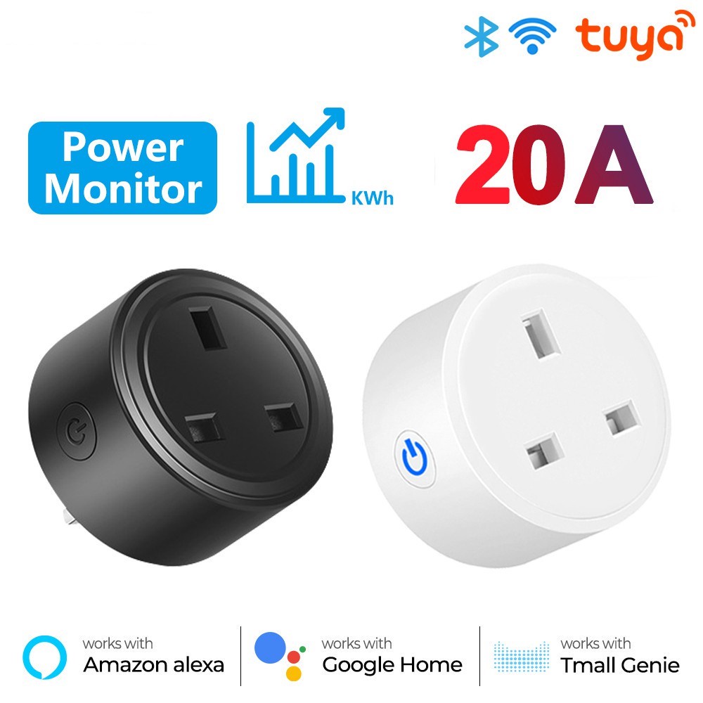 Smart Wifi Plug Socket UK 16A/20A Tuya Adaptor Power Energy Monitor ...