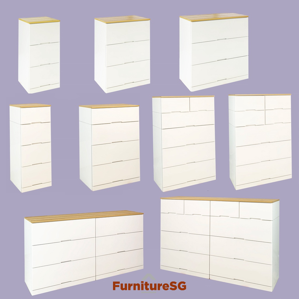 (FurnitureSG) 3 / 4 / 5 / 6 / 7 / 9 / 10 Wooden Chest of Drawers ...