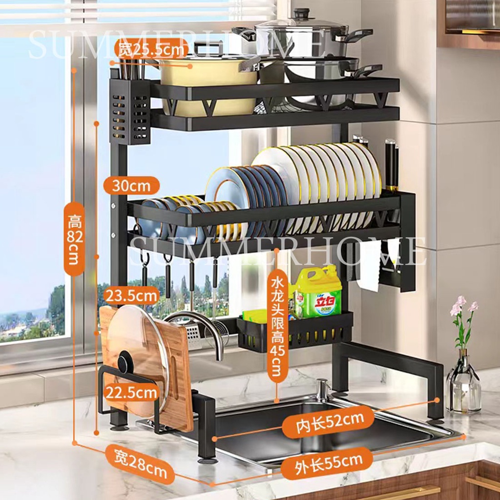 [ Available ] Adjustable Stainless Steel Kitchen Dish Rack Over The Sink Dish Rack Organiser ...