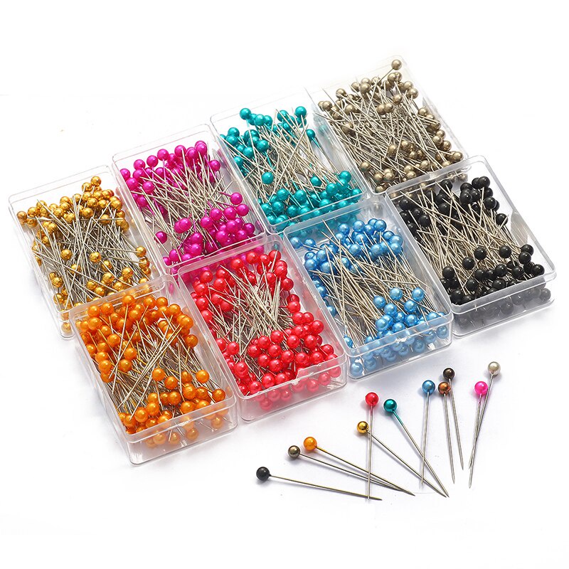 100Pcs/Box Metal Pearlescent Color Positioning Pins Dressmaking Pins ...