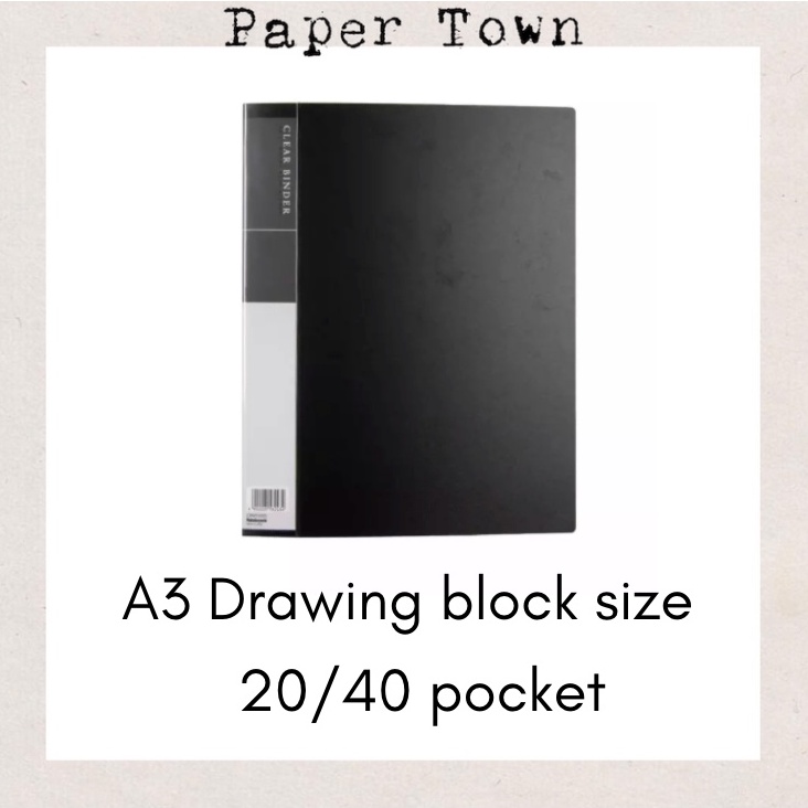 A3 Black 20/40 pockets Clear Holder (Drawing Block Folder ) | Shopee ...