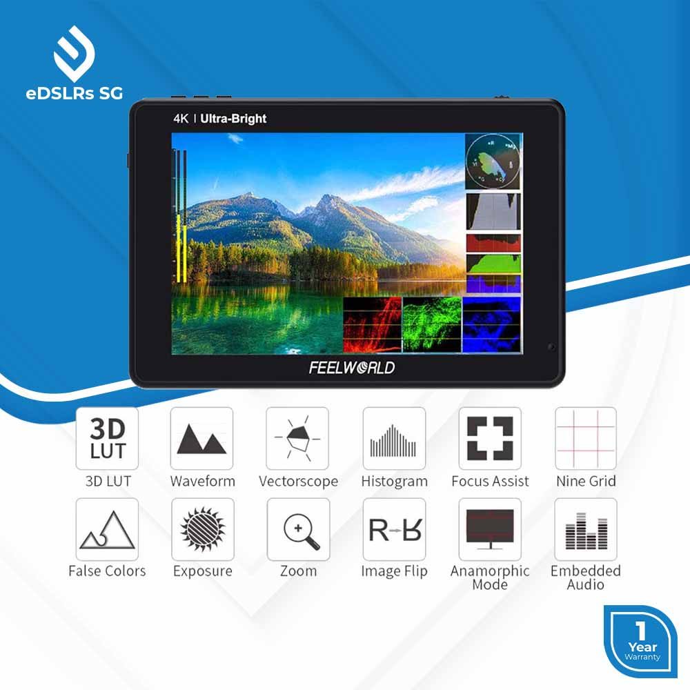 FEELWORLD LUT7S PRO 7 Inch Ultra Bright 4K HDMI 3G-SDI Input Output ...