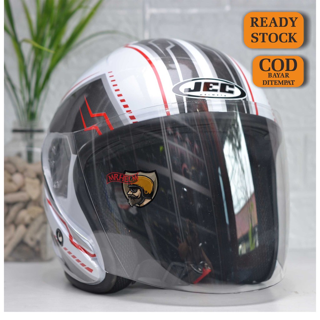 Sni HALF FACE HELMET AVA DECAL WITH VISOR (MR HELMET) | Shopee Singapore