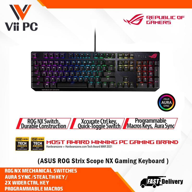 ASUS ROG Strix Scope NX Gaming Keyboard-ROG NX Switches,Aura Sync ...
