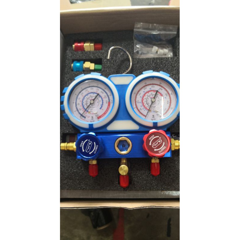 AIR-COND SERVICE DUAL MANIFOLD GAUGE SET R410a R32 R22 R134A R407c R507 ...