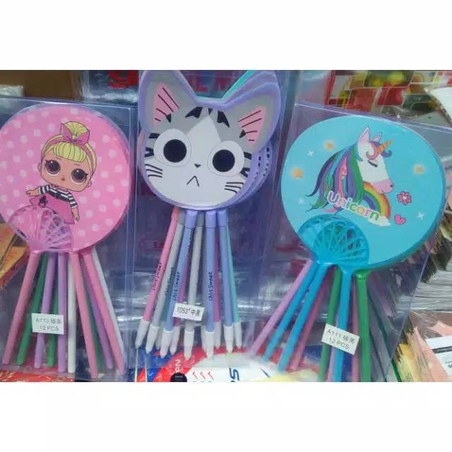 Character Fan Gel Pens Contents 12 Pc | Shopee Singapore