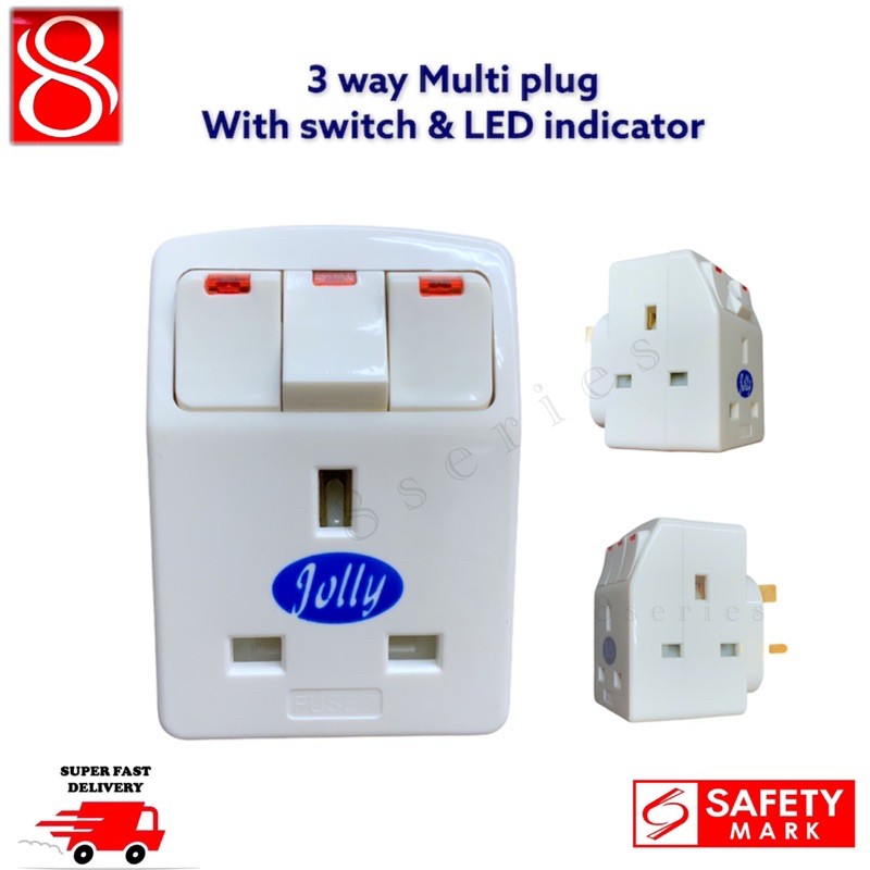 JOLLY 3way multi plug / 3pin multi adaptor with safety approve | Shopee ...