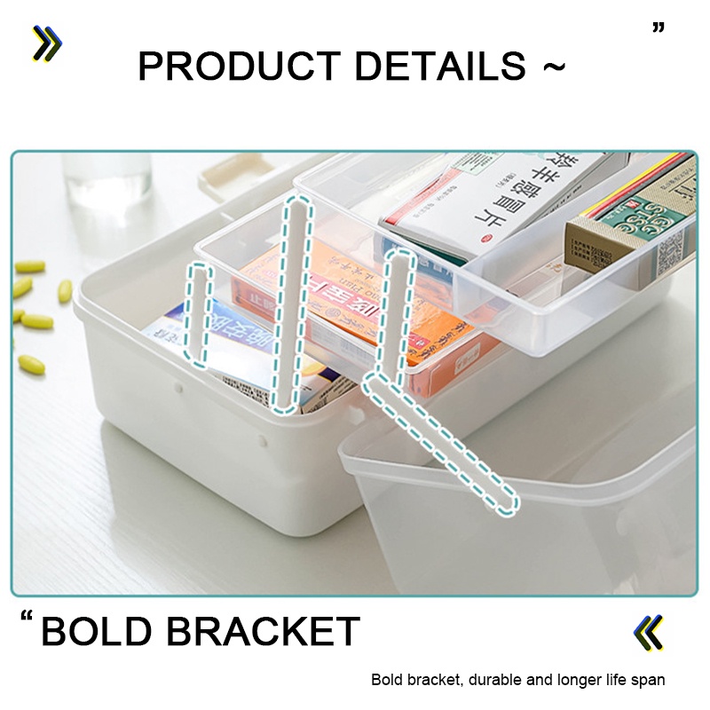 Large Capacity Family Medicine Organizer Box Portable First Aid Kit ...