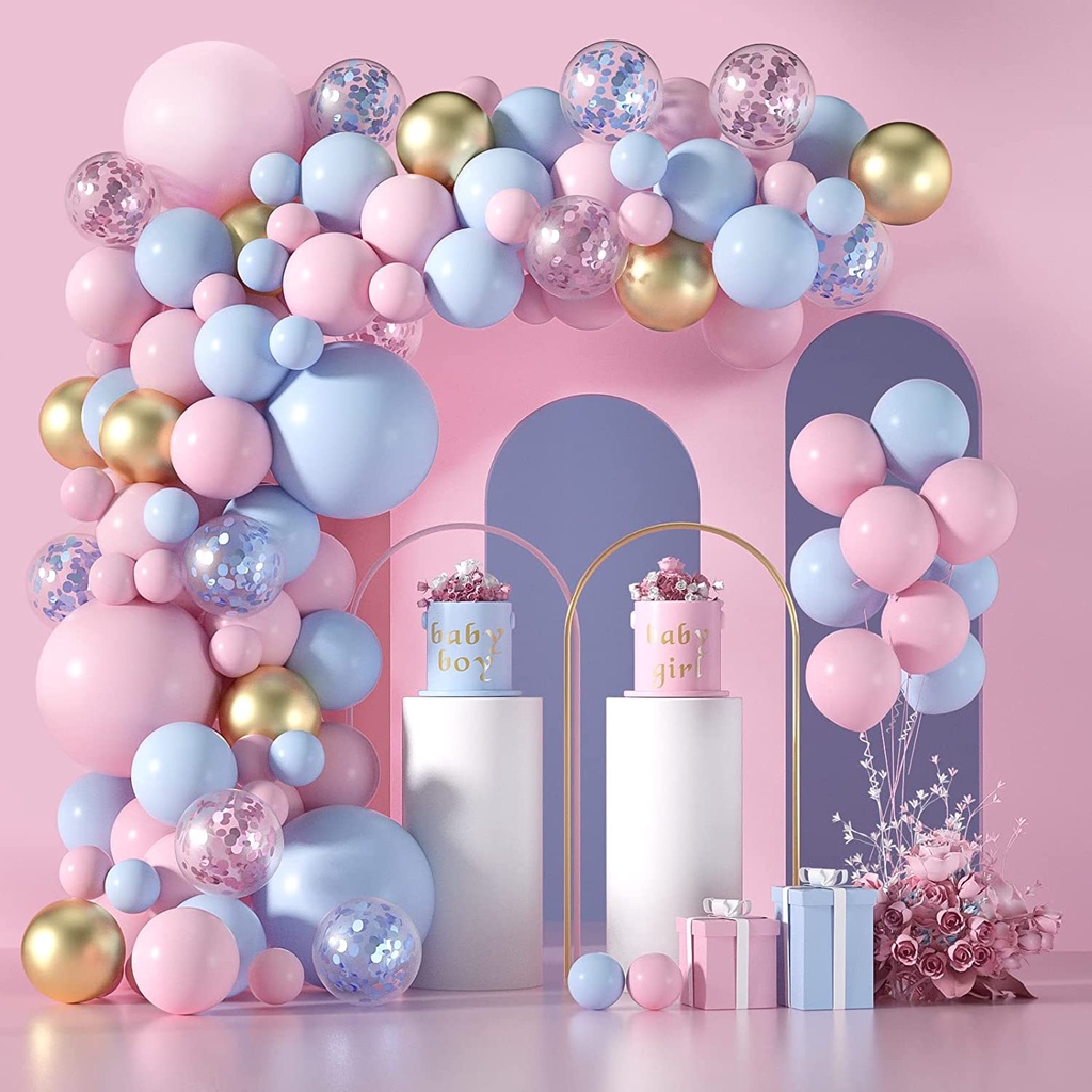 Pink and Blue Balloon Garland Arch Kit-130 PCS 5+12+18 Inch Pink Blue ...