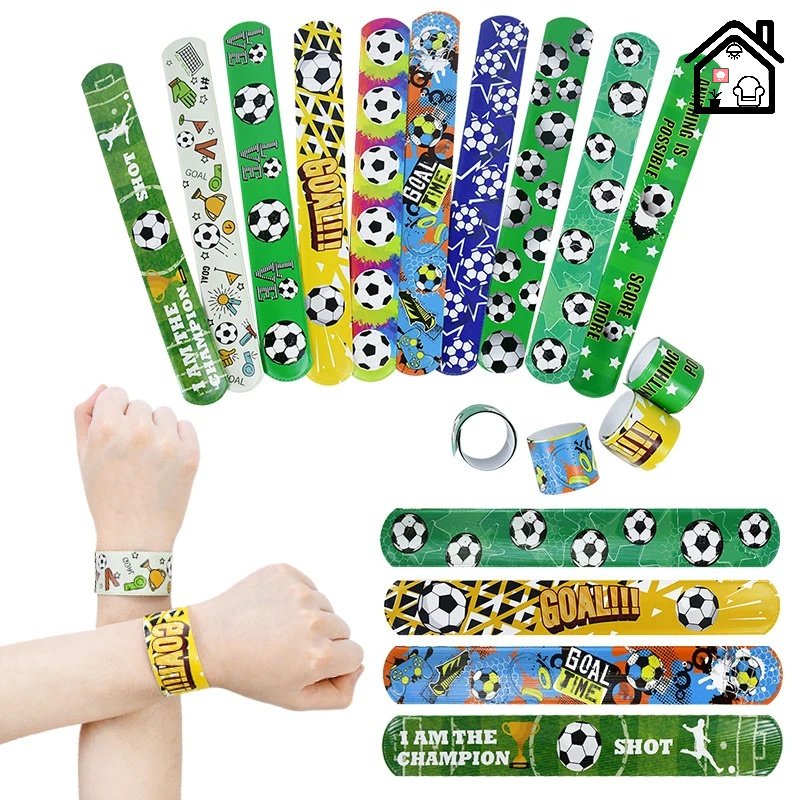 5Pcs Football Party Decoration Happy Kids Gift Football Slap Bracelets ...