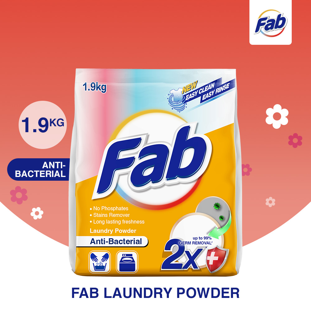 Fab Laundry Powder 1.9kg – Anti-bacterial | Shopee Singapore