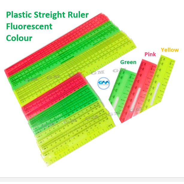 Fluorescent Colour Plastic Ruler 15cm/30cm (3 Pcs) | Pembaris Plastik 15cm / 30cm | Plastic ...