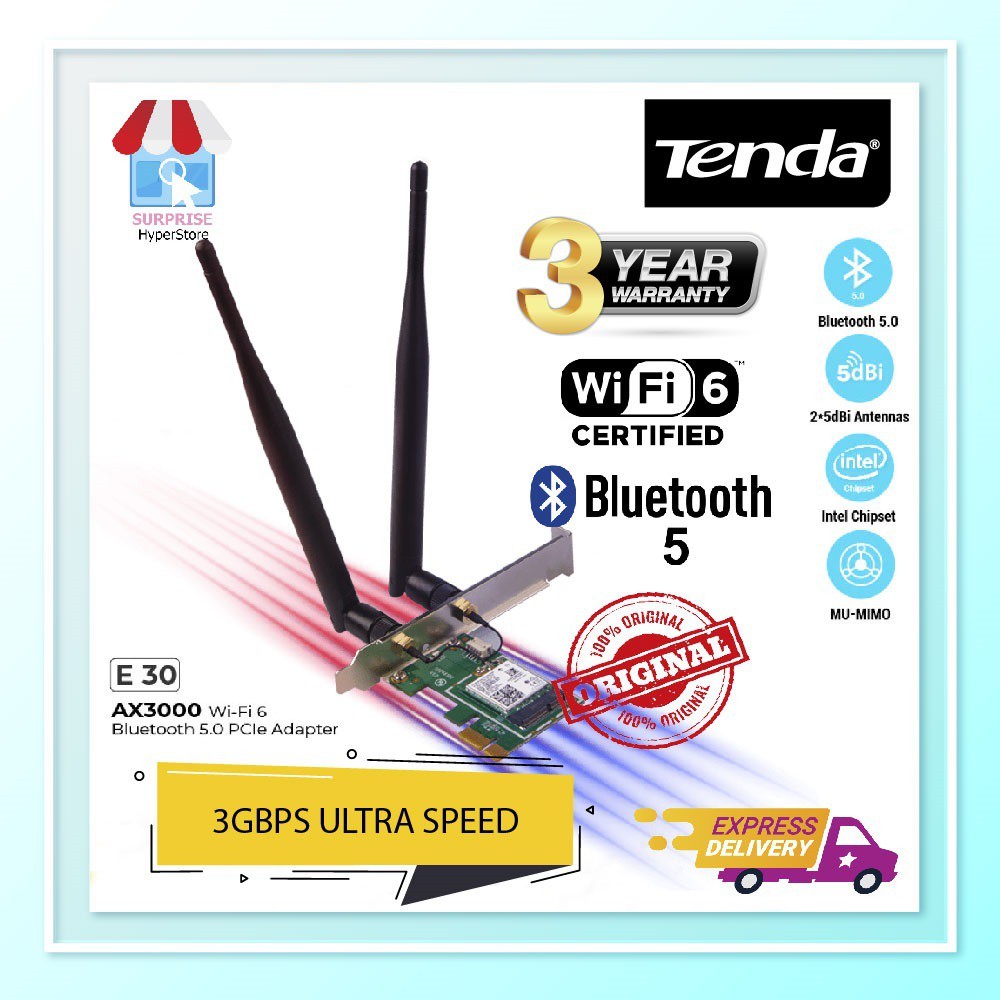 Tenda E30 AX3000 WiFi 6 MU-MIMO WPA3 PCI-E AX WiFi Adapter Card for ...