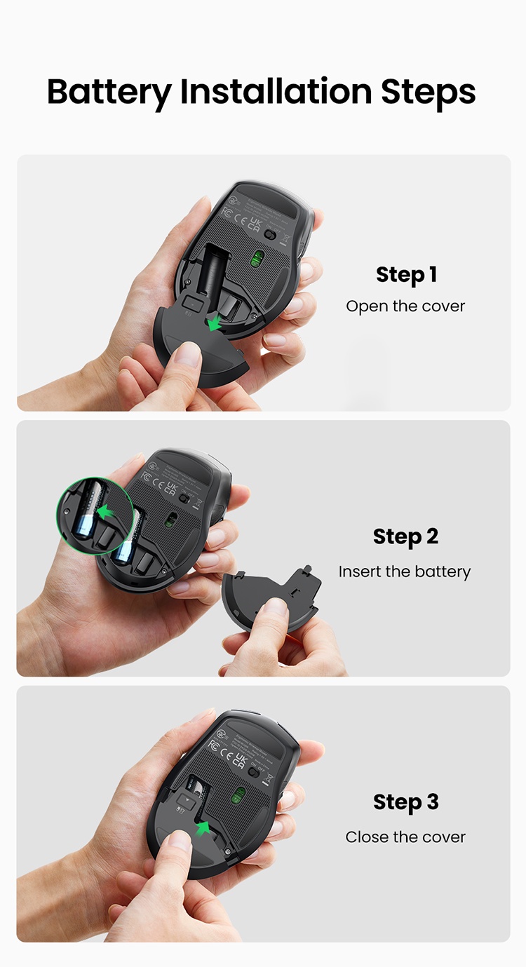 UGREEN Wireless Mouse With AA Battery 6 Silent Buttons, 2.4G with USB ...