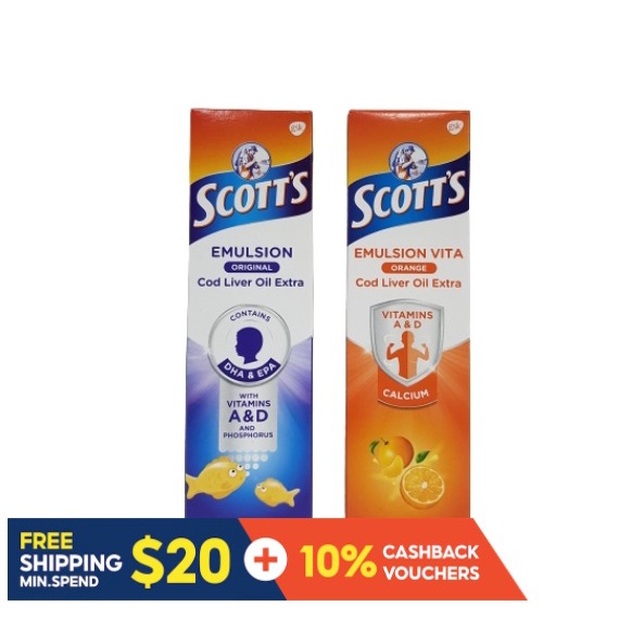 FOCGIFT!SCOTT'S Emulsion Cod Liver Oil with Omega 3 Fatty Acid DHA ...