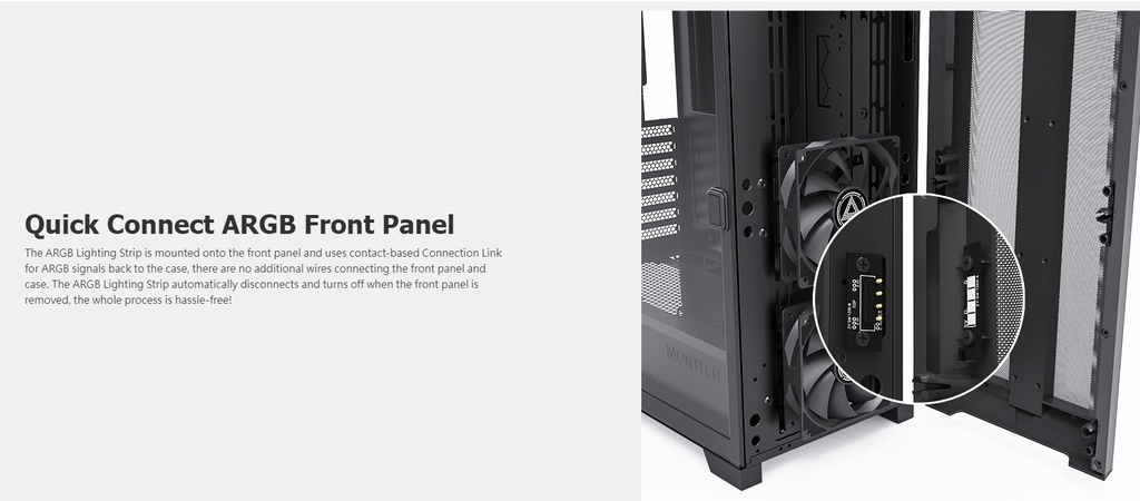 Montech Sky One Lite Tempered Glass ATX Gaming Mid Tower ARGB Lighting ...