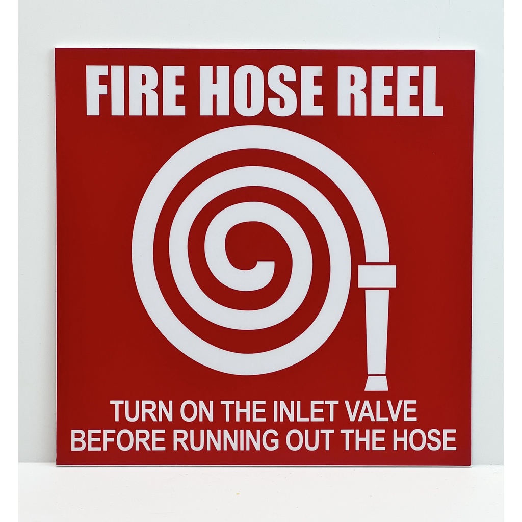 FIRE HOSE REEL-TURN ON THE INLET VALVE BEFORE RUNNING OUT THE HOSE-SIZE ...