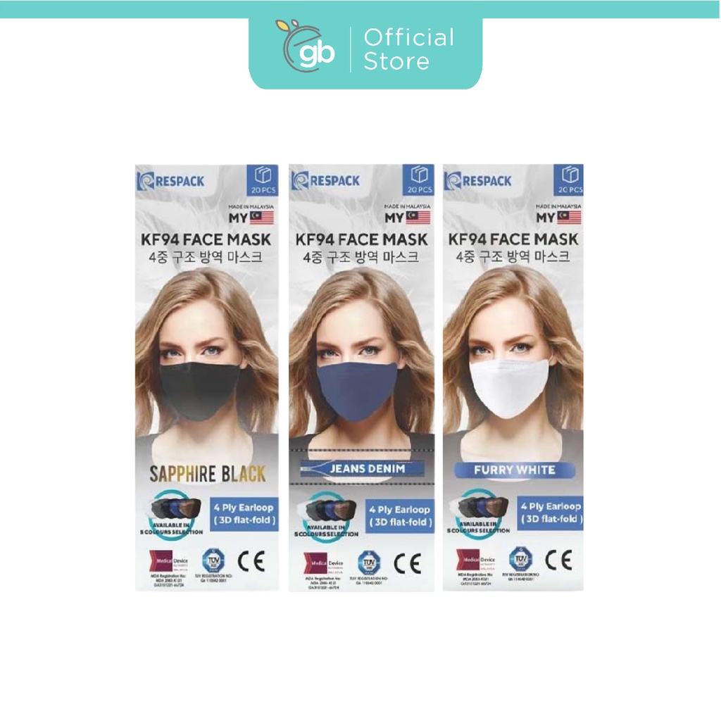 Respack KF94 Respirator Surgical Face Mask - 3 Colours (20 Pcs ...
