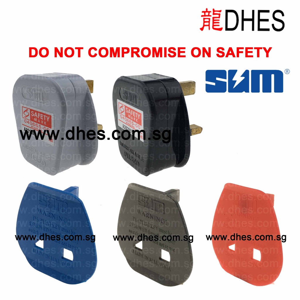 SUM 13A 3 Pin Socket Plug White Black Plug Key Singapore Safety Mark ...