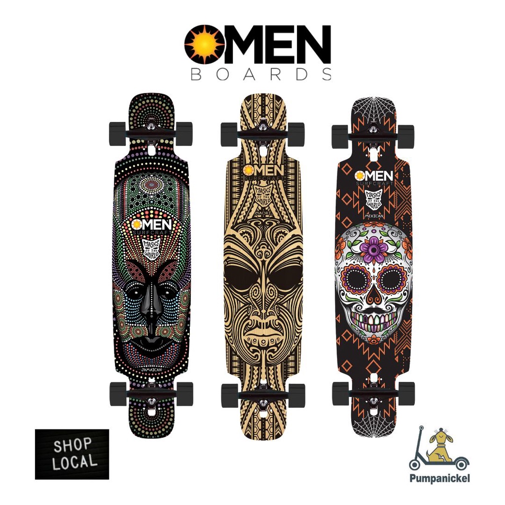 Omen Boards Drop-Thru Longboard Complete 41.5” (with double kick tail ...