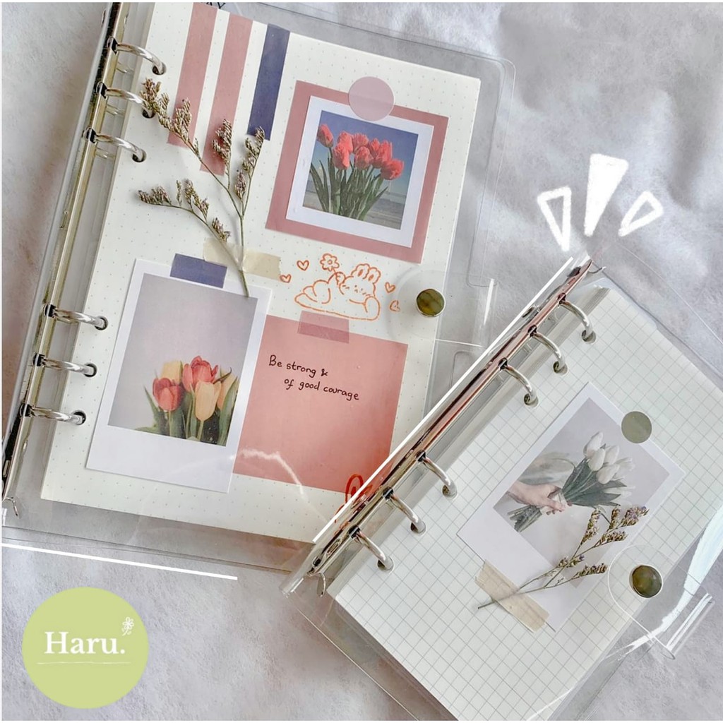 [HARU] Cover Binder A5 Binder A6 Transparent Clear 6 Rings Aesthetic ...