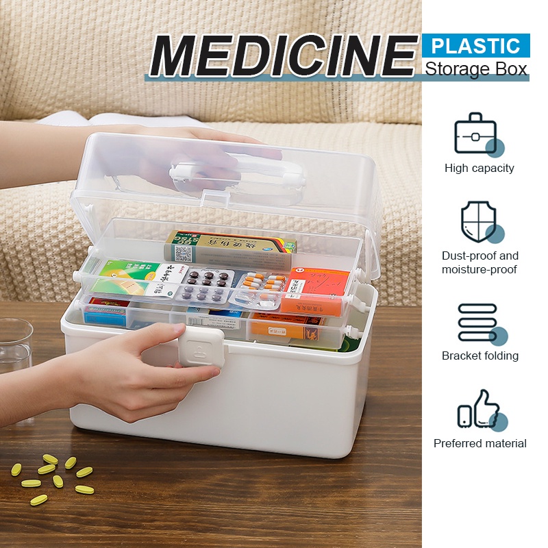 Large Capacity Family Medicine Organizer Box Portable First Aid Kit ...