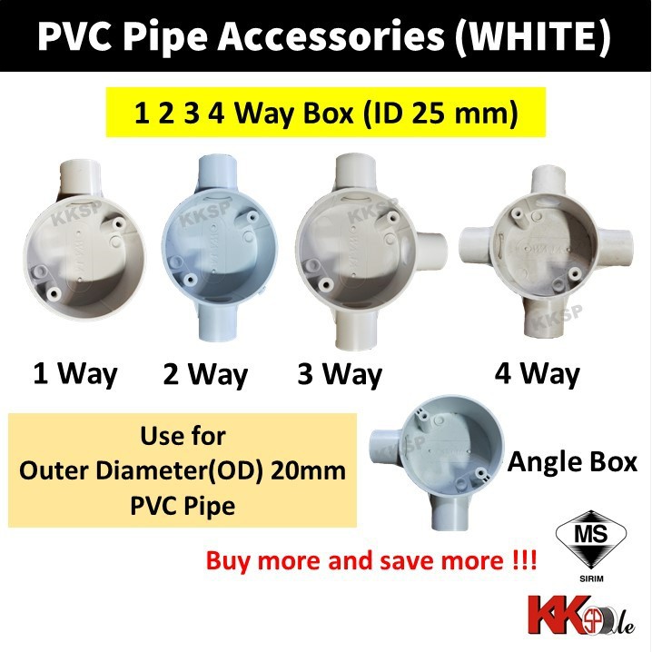 (25mm) PVC pipe accessories Circular Box Inner Diameter 25mm - 1 Way Box,2 Way Box,3 Way Box,4 ...