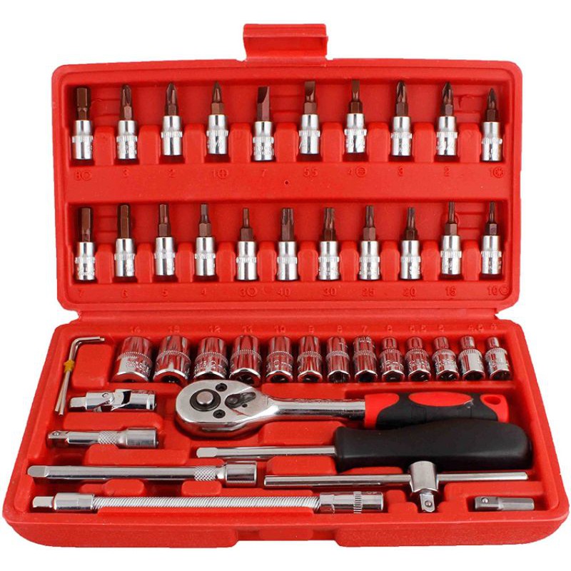 High Quality CRV Ratchet and Socket 46pcs ToolBox Tool Box Toolkit Tool ...