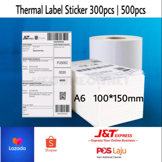A6 AIRWAY THERMAL STICKER ADDRESS LABEL Paper Printer Shipping Courier ...