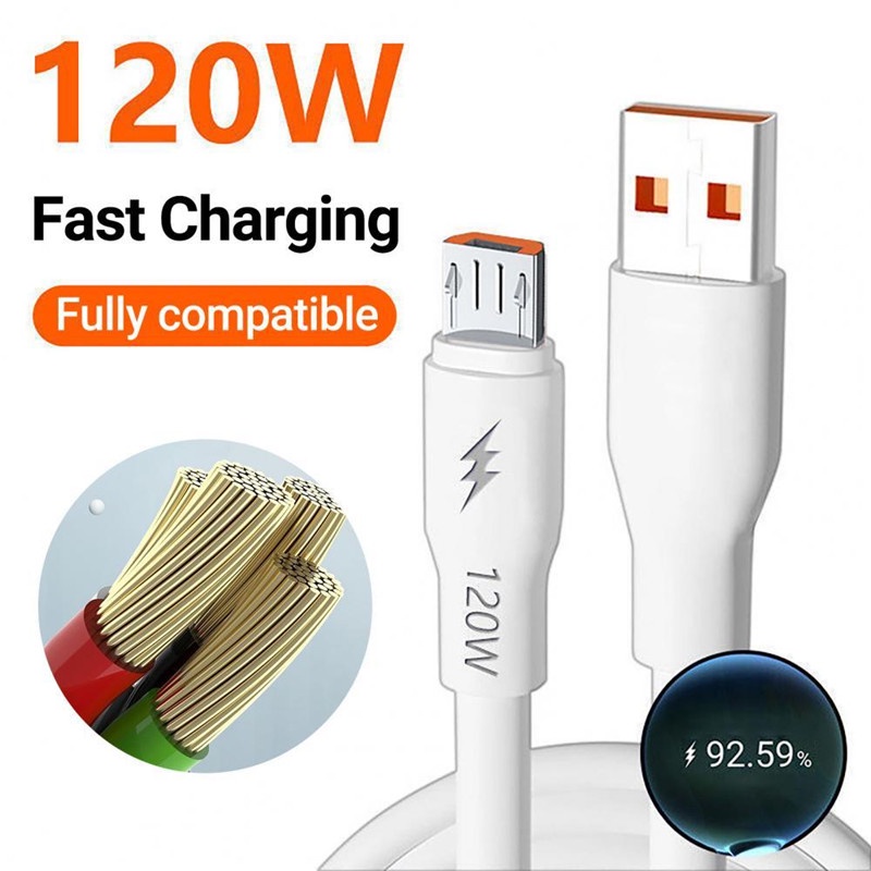 120W Super Fast Charging Cable Extra Thick Cable Micro USB Charger ...