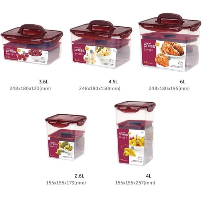 [Lock&Lock] [2.6L 3.6L 4L 4.5L 6L] [Wine] Kimchi Press Airtight ...