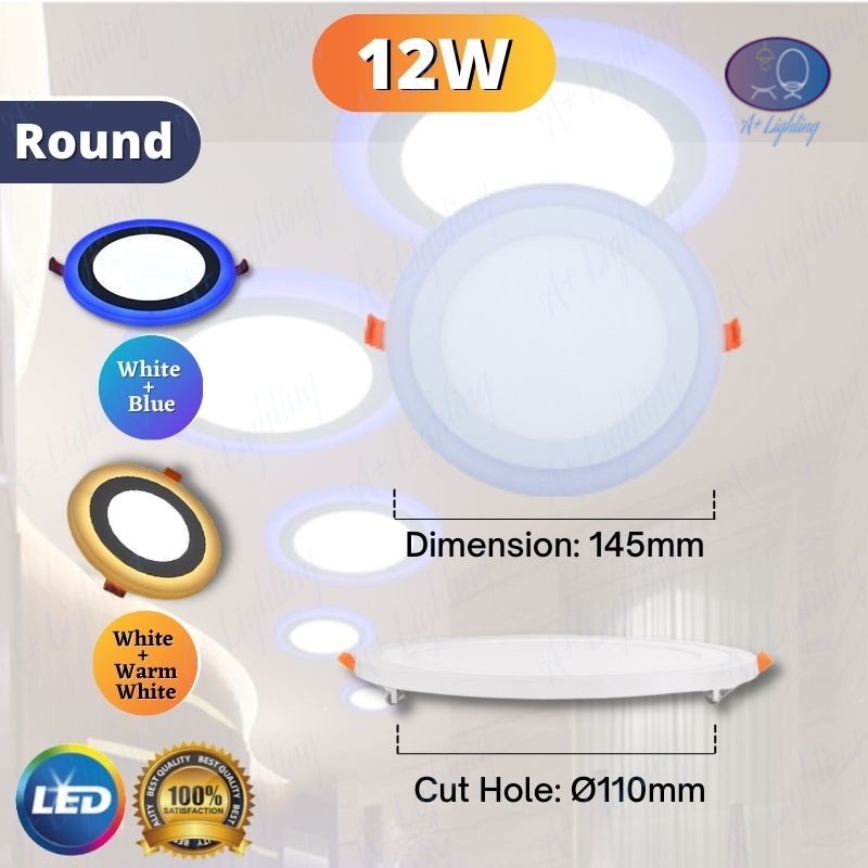 4" 12W 6" 18W 3 MODES DOUBLE COLOR LED LED DOWNLIGHT BLUE PANEL LIGHT ...
