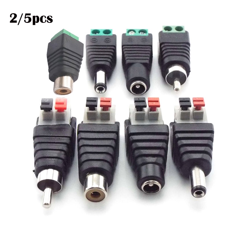 DC Female Male RCA Connector Adapter plug 2.1x5.5mm DC Jack Power Audio ...