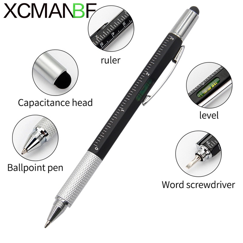 1PC 6 In1 Multifunction Ballpoint Pen with Modern Handheld Tool Measure ...