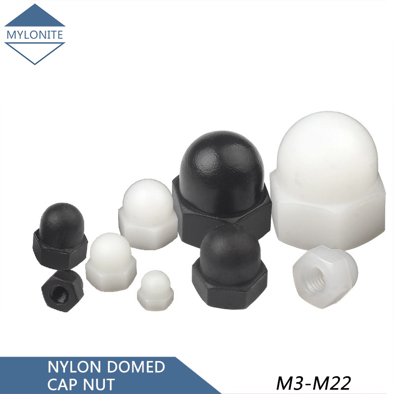Nylon Hexagon Domed Cap Acorn Nuts M3 M4 M5 M6 M8 M10 M12 Ball Head Nut White Black Plastic ...