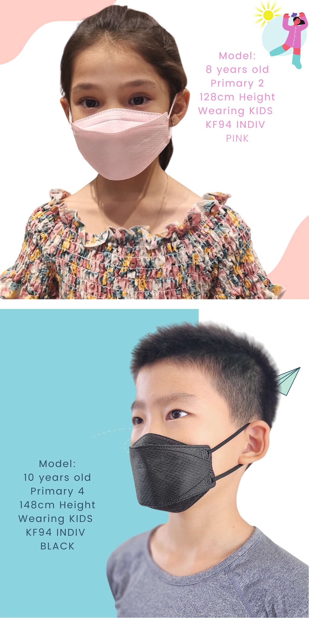 mixshop NEW DESIGNS KF94 KIDS MASK, INDIVIDUAL PACKAING, BFE>99%, SG ...