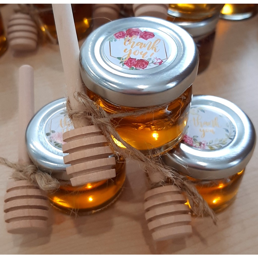 Doorgift Madu Honey10pcs +Wooden Dipper Set Halal 30Gram Jar Best For ...