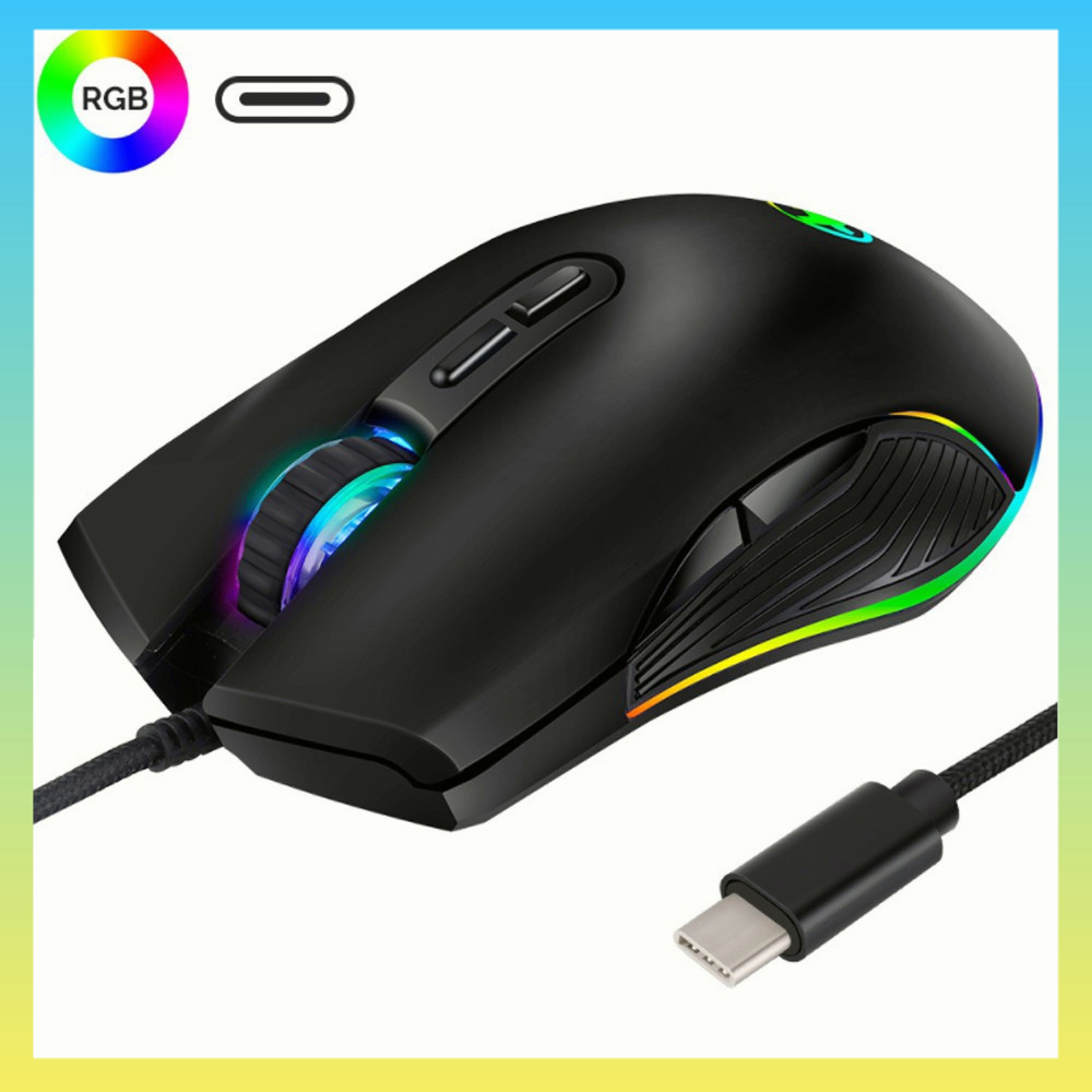 Type-C Wired Gaming Mouse RGB Ergonomic Optical Mouse 3200 DPI For ...