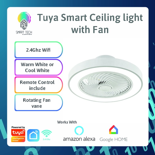 🇸🇬 SMART TECH® Tuya Smart Home DC Motor 3 Blade Ceiling Fan with 3 Tone ...