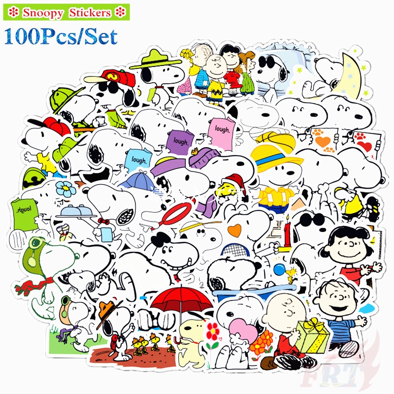 100Pcs/Set Snoopy Stickers Cartoon DIY Mixed Luggage Laptop Skateboard ...