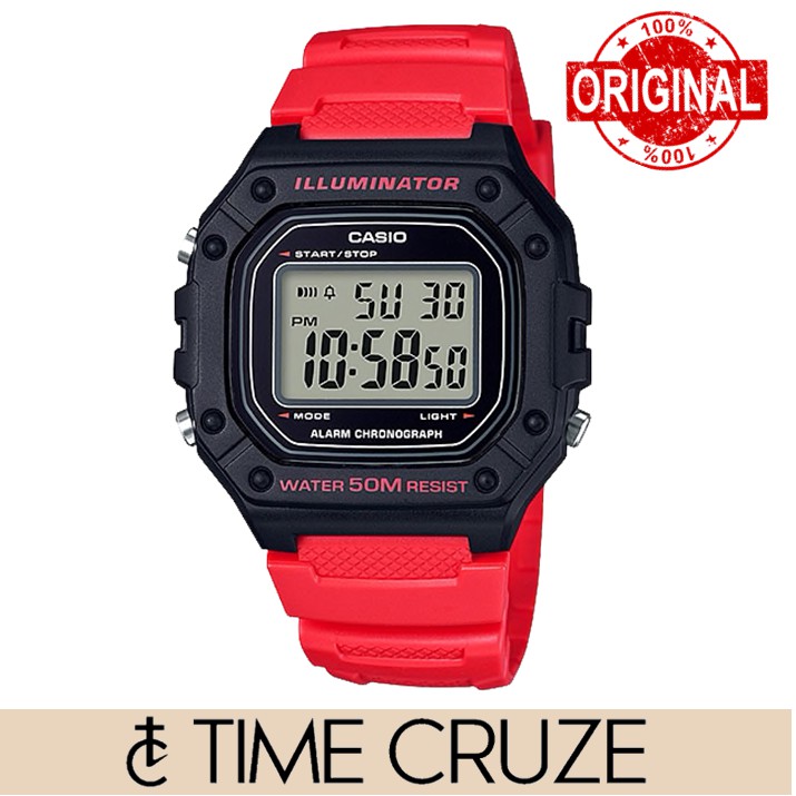 [Time Cruze] Casio W-218 Red Resin Sports Men Digital Watch W-218H ...