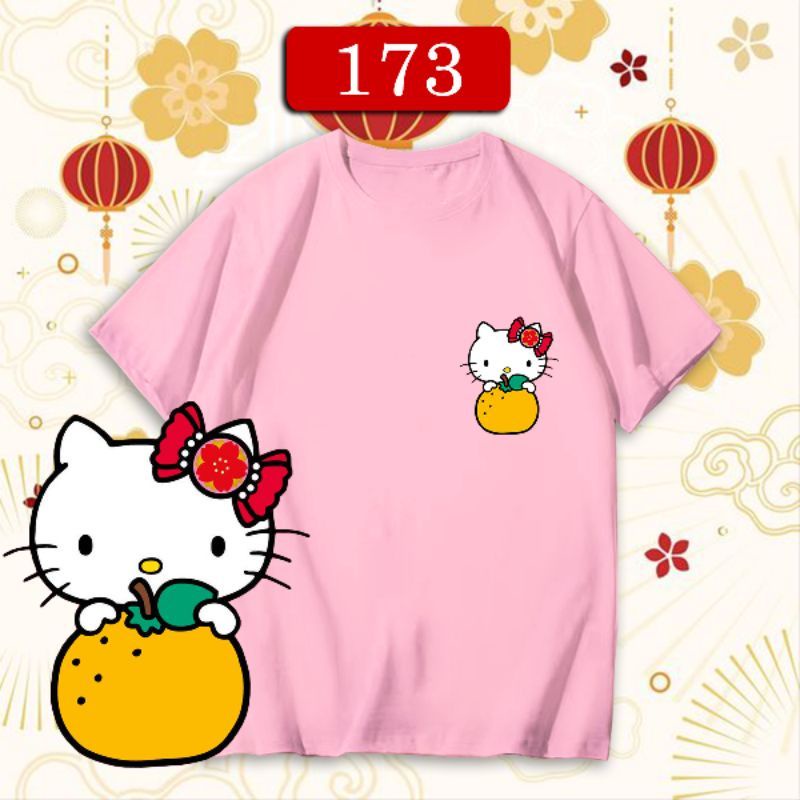 CNY YEARLY COTTON TSHIRT HELLO KITTY ORANGE PINK RED 2XL WOMAN SHORT ...