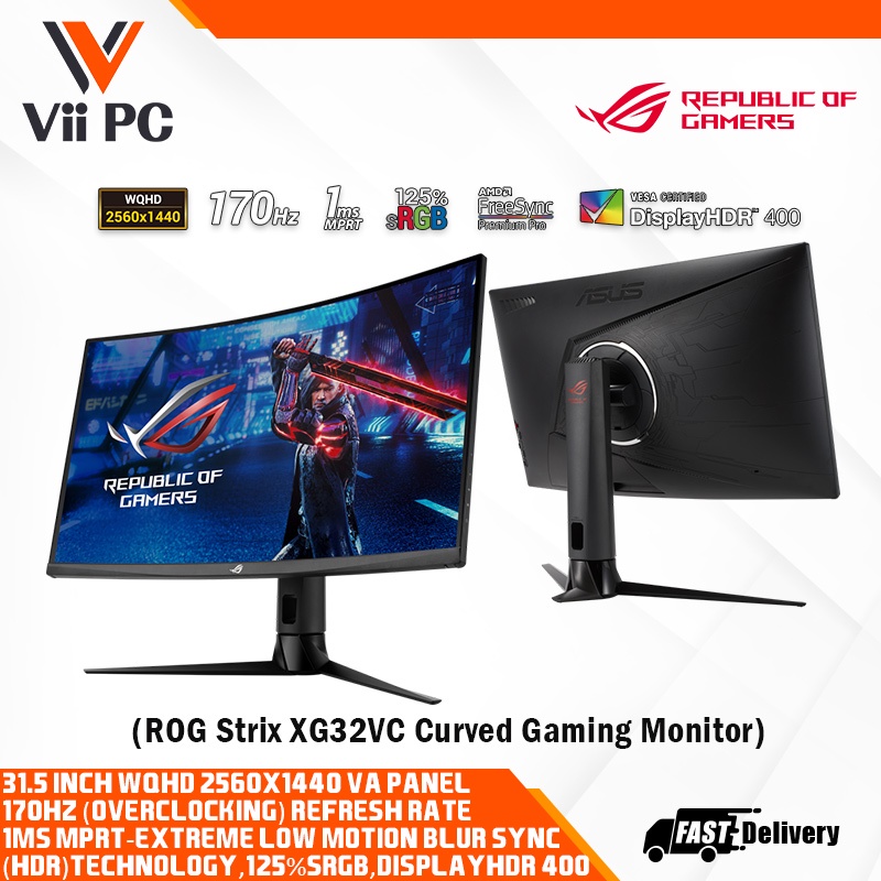 ASUS ROG Strix XG32VC Gaming Monitor, 31.5 inch WQHD (2560 x 1440 ...