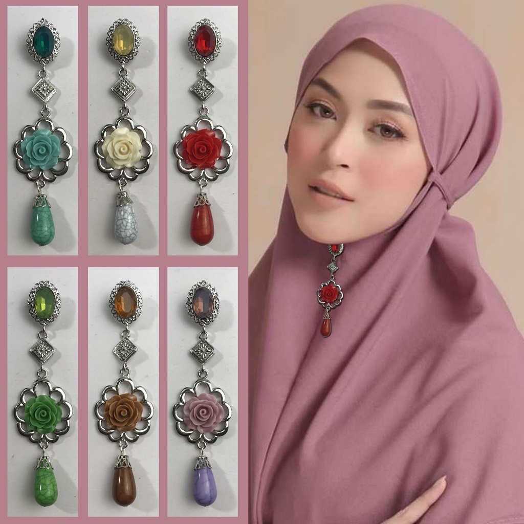 IS HERE FOR YOU - LONG FLOWER MOTIF BROOCH CODE 0104 - HIJAB BROOCH ...