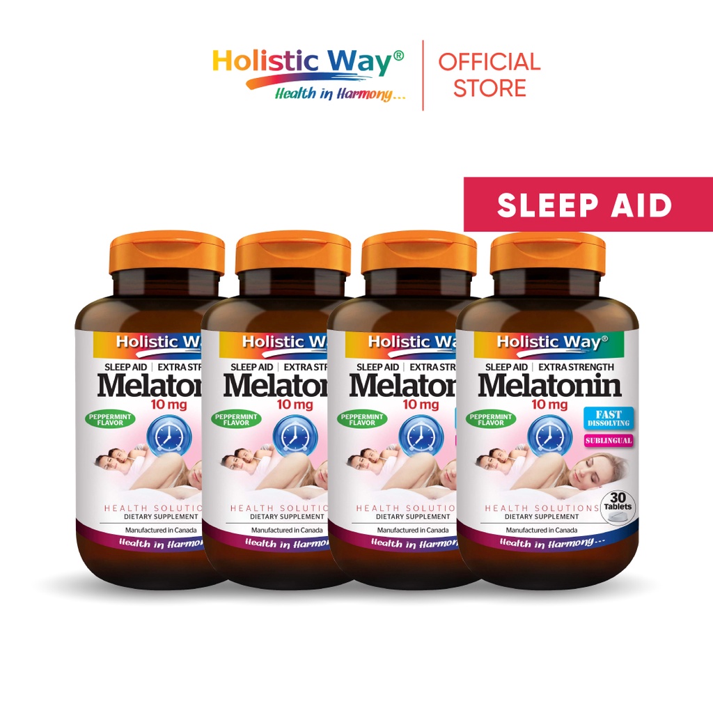 [Bundle of 4] Holistic Way Sleep Aid Extra Strength Melatonin 10mg ...