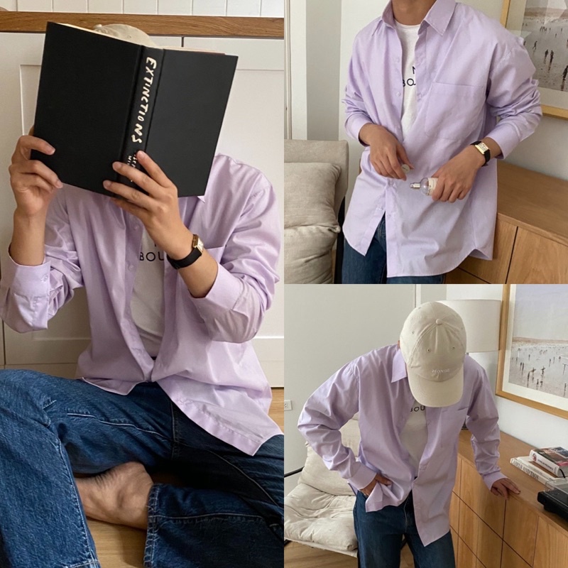 [100% Cotton] [Real photo] MEN'S SHIRT - HEE BY OHI - Light Purple ...