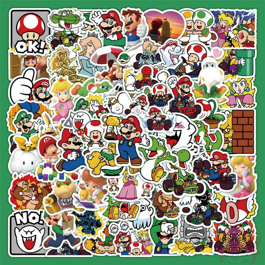 56Pcs/Set ☆ Super Mario Bros. Stickers ☆ DIY Fashion Waterproof Decals ...