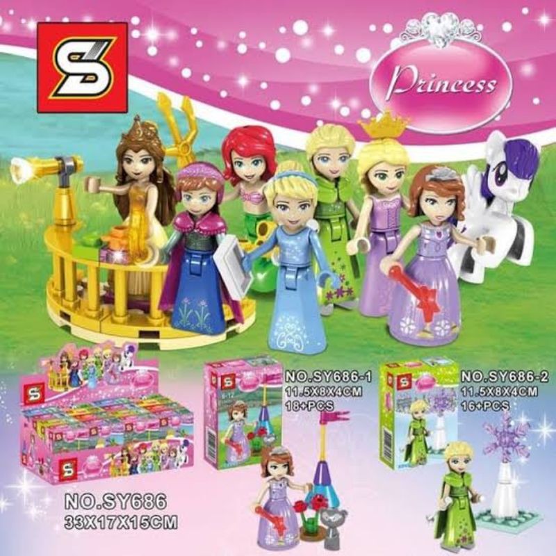 Complete Set Of 8 Boxes Lego Disney Princess SY-686 Premium Grade ...